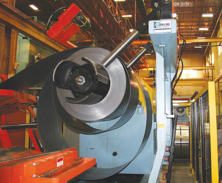 Auto stamper gets two coil feed lines for the size of one