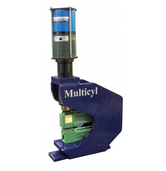 Compact air-powered unit punches sheet, angle, and tubing