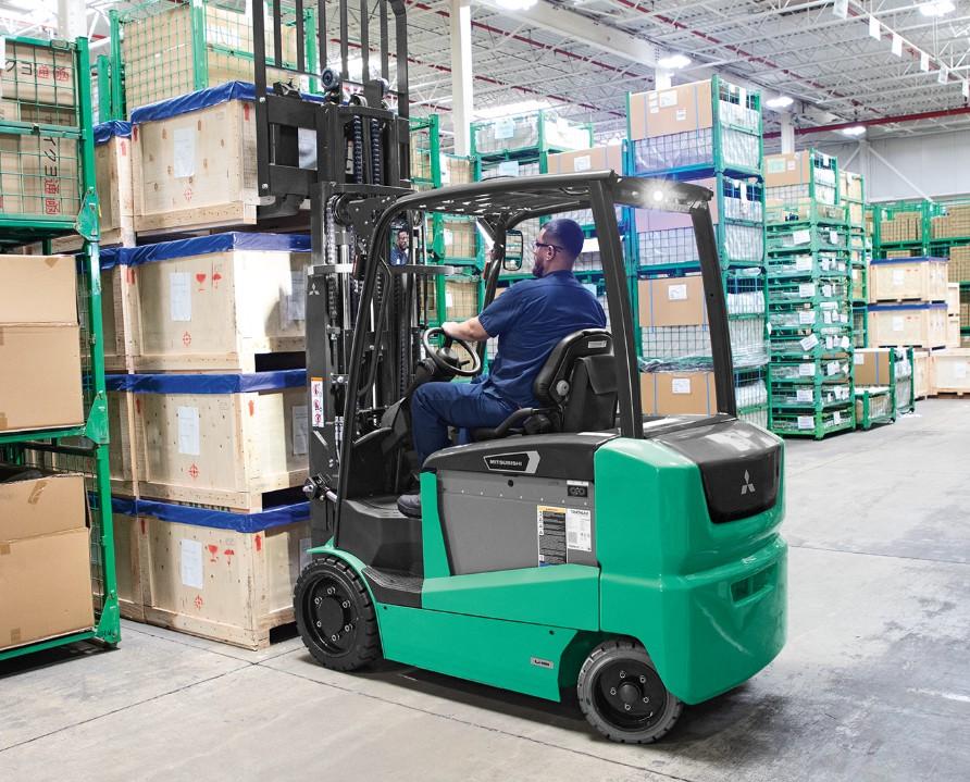 Midsize electric cushion forklift supports demanding operations