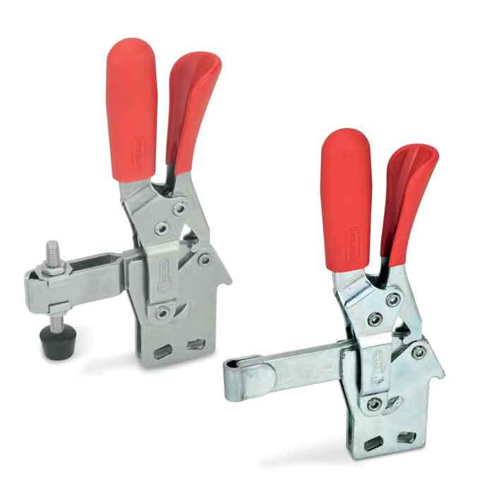 Sujeciones de acción vertical con dos elementos de bloqueo