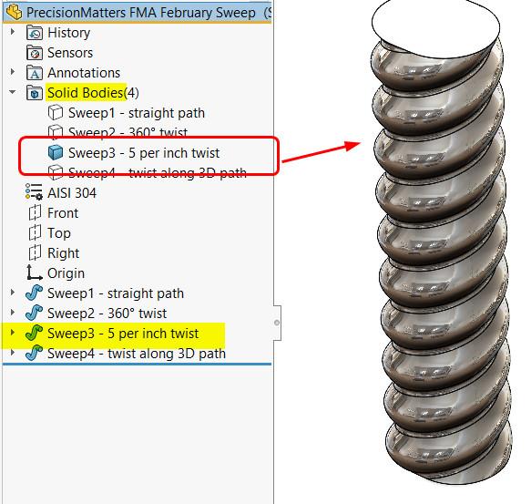 The use of sweeps and twists in 3D CAD